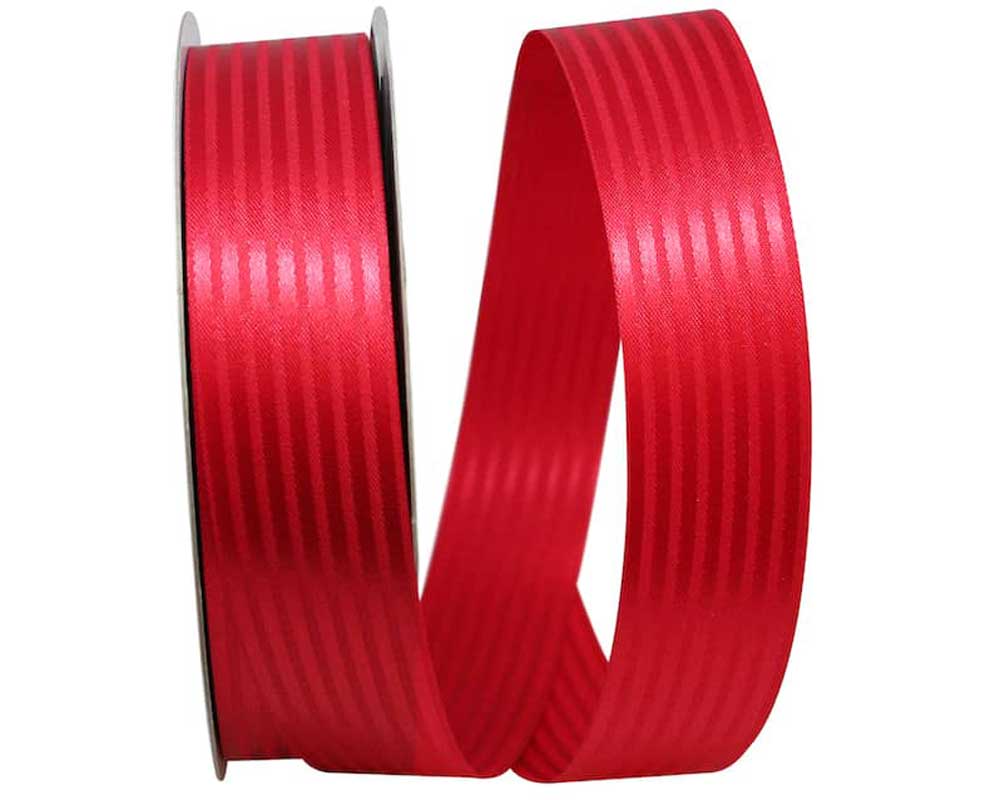 1-3/8 Inch Valeria Red Tuxedo Striped Satin Christmas Ribbon (100 Yards ...